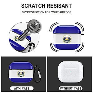 TAIZIYEAH Full Printed Case for AirPods 3 El Salvador Flag Headset Case with Keychain for Women and Men