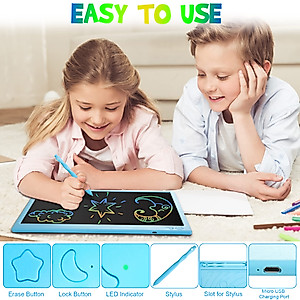 16 Inch Rechargeable LCD Writing Tablet, Erasable & Colorful Doodle Board with Eye-Protecting Large Screen, Educational Learning Toys for 3 4 5 6 7 Year Old Kids, Drawing Tablet Gift for Boys Girls