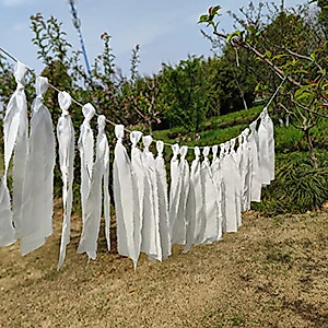 Mybbshower White Chiffon Tassel Garland for Wedding Bridal Shower Birthday Party Backdrop Hanging Decoration Fringe Backdrop Banner