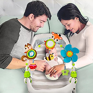 Baby Stroller Arch Mobile, Adjustable Musical Cirb Mobile Toys with Universal Clamps, Versatile Activity Toy Bar for Baby Bouncer Infant Car Seat Toys Stroller Toys Mobile for Bassinet Crib - Orange