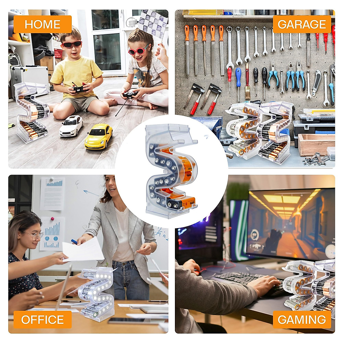 Kalinar Battery Ladder™ for 10 9V Batteries | Vertical Storage Case & Dispenser | Stackable Expandable Wall Mount Holder Combo (9V, 1-Pack)