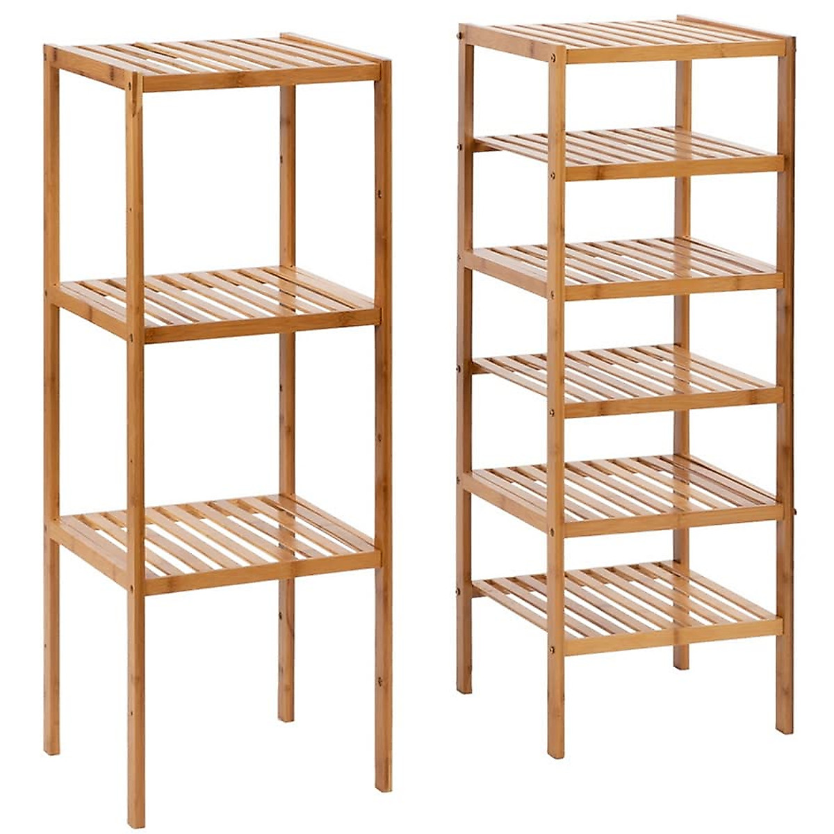 9-Tier Bamboo Bathroom Shelf, Customizable Shelving Unit, Multifunctional Storage Rack, Floor Standing Shelving Unit, Bathroom Shelves Organizer, Wood Corner Rack, for Kitchen, Livingroom, Bedroom