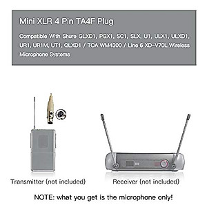 J K MIC-J 069 Earhook Headworn Headset Unidirectional Microphone Compatible with Shure Wireless Bodypack Transmitter - Mini XLR TA4F Plug