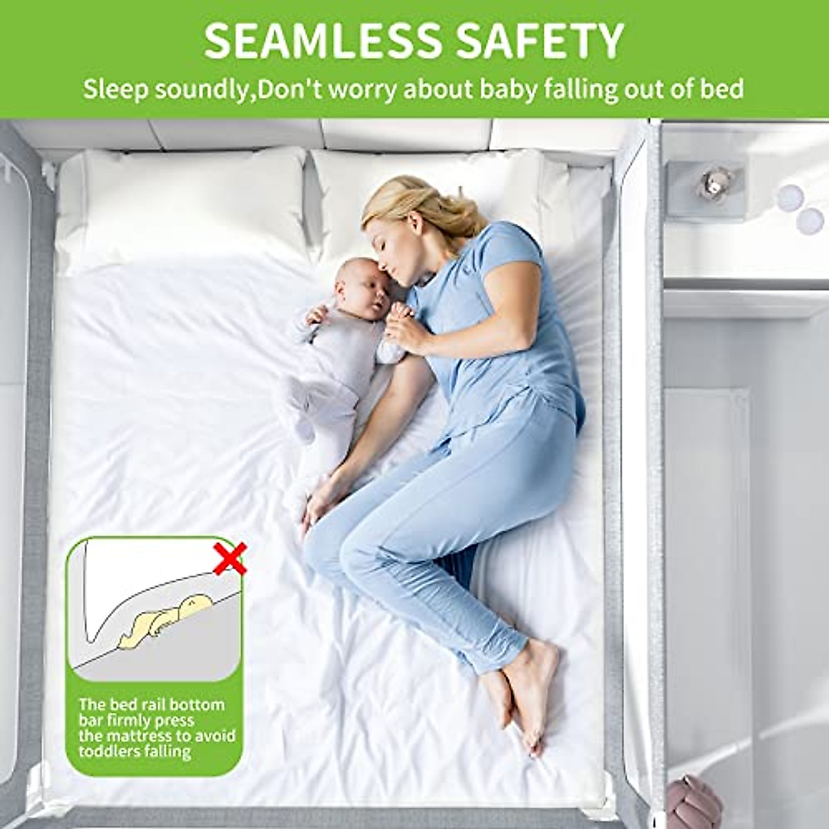 Sephyroth Bed Rails for Toddlers, Upgrade Height Adjustable Baby Bed Rail Guard Specially Designed for Twin, Full, Queen, King Size - Safety Bed Guard Rails for Kids 1 Side:59"(L) ×27"(H)