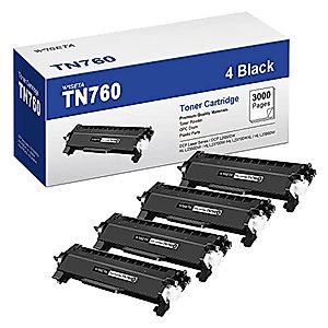 WISETA TN760 Compatible Toner Cartridge Replacement for Brother TN760 TN-760 TN730 TN-730 Compatible with MFC-L2710DW HL-L2350DW HL-L2370DWXL MFC-L2750DW HL-L2395DW MFC-L2690DW (Black, 4 Pack)