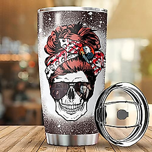 XXME Horror Movies 20 Oz Tumbler With Lid, Just A Woman Who Loves Horror Movies Large Tumbler, Insulated Travel Coffee Tumbler, Gifts For Scary Movie Fan, Gifts For Halloween, Grey 2, 2 Piece Set