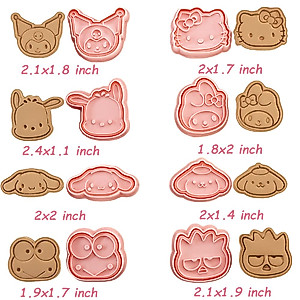 ROFOLO 8 Piece Mini Cartoon Cookie Cutters for Baking, 3d Raised Design Gingerbread Cookie Stamps, Suitable for Frosting Decoration, Mini Pie Molds, Apple Pie Pastry Biscuit Cutter