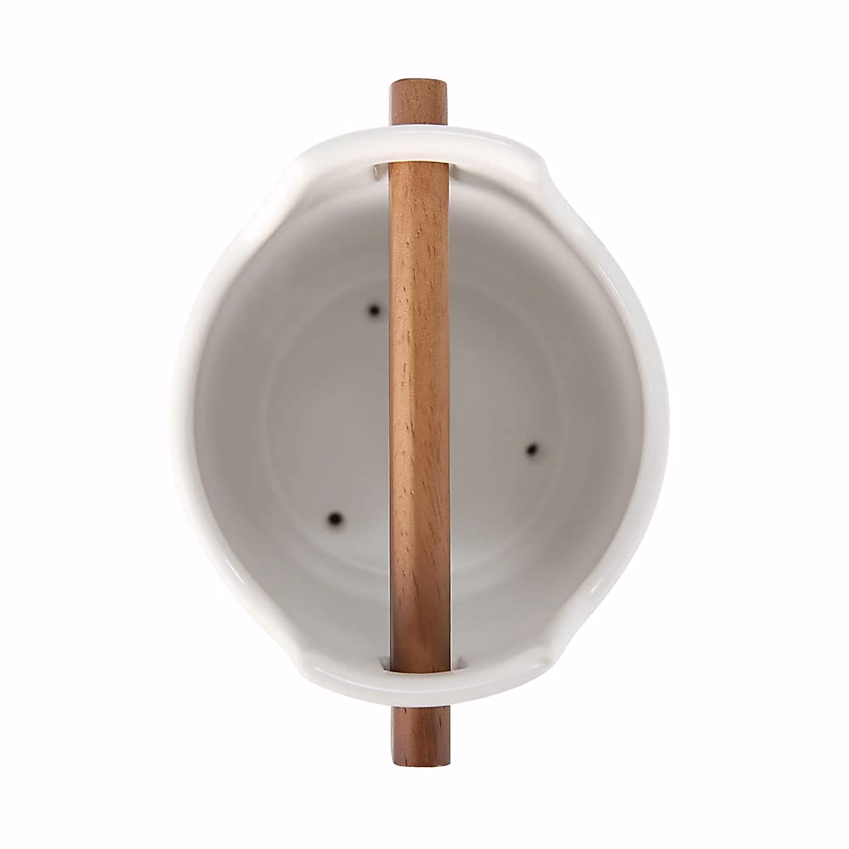 cusinine Kitchen Utensil Holder for Flatware, Silverware, Cutlery and Cooking Accessories, Wood and Ceramic, Countertop and Table Caddy (Blue)