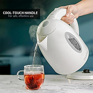 Ovente Electric Kettle 1.7 Liter Cordless Hot Water Boiler, 1100W with Automatic Shut-Off and Boil Dry Protection, Fast Boiling BPA-Free Portable Instant Heater for Making Tea, Coffee, White KP72W