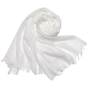 Gragengs Women Summer Scarfs Cotton Lightweight Large Long Gauze Shawl Beach Wrap Plain 75”×43” (White)