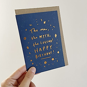 Old English Co. Birthday Card - A6, Man, Myth, Legend | Perfect for Friends or Family | Happy & Funny Adult Occasion Cards | Suitable for Men & Women | Blank Inside & Envelope Included