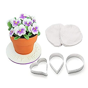 AK ART KITCHENWARE Sugarpaste Flower Craft Tools Silicone Veiner Molds and Fondant Cutters Set Cake Decorations Bakery Tools (Pansy)