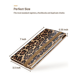 Zreal Checkbook Cover for Men & Women, Premium Vegan Leather Checkbook Holder Slim Wallets for Top & Side Tear Duplicate Checks with RFID Blocking (Dark Leopard)