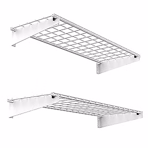 Wallmaster 2-Pack 2x4ft Heavy Duty Garage Wall Shelving 45-inch-by-15-inch Wall Mount Garage Storage Rack Floating Shelves Max Load 400lb White