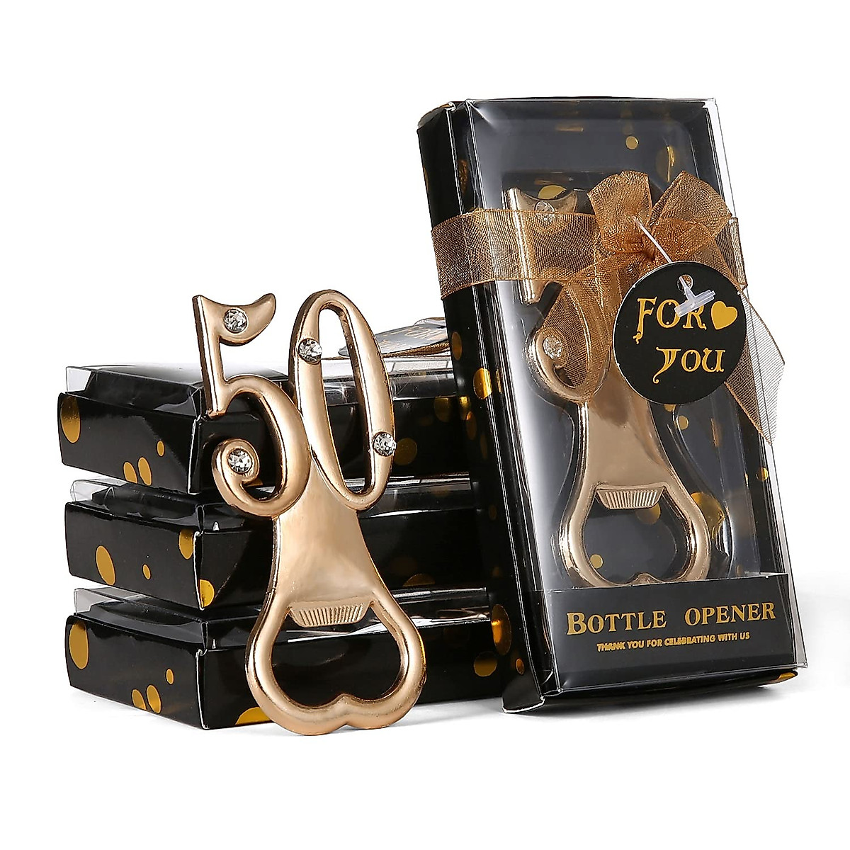 24 Pack 50th Birthday Bottle Opener for 50th Birthday Party Favors 50th Wedding Anniversaries Souvenirs Favors Gifts Table Decorations with Individual Gift Box for Guests (24, 50th)