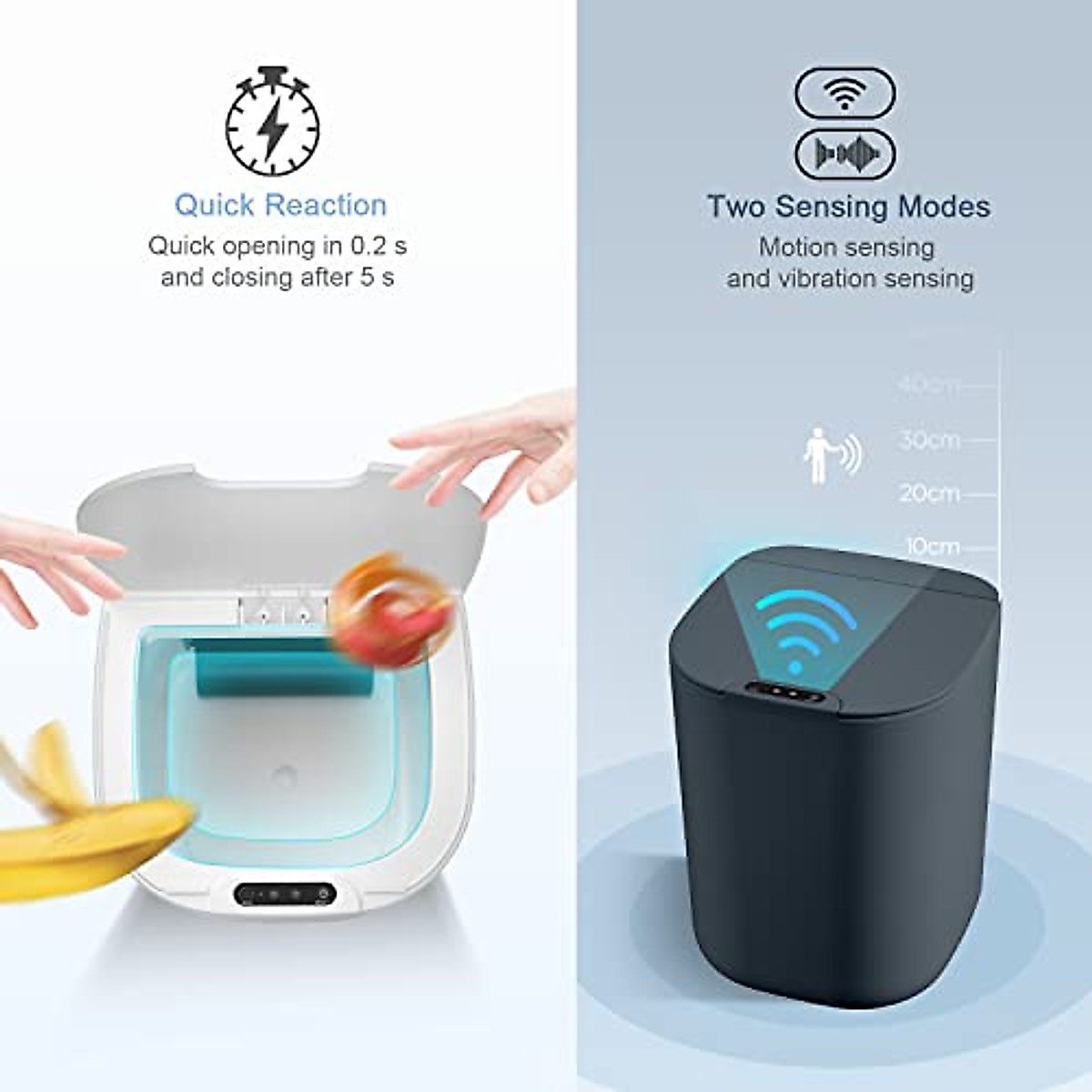 aDeerElf Automatic Trash Can, 4.2 Gallon Bathroom Trash Cans with Lid,Touchless Trash Can Bedroom,Small Trash Can Motion Sensor Smart Garbage Cans for Kitchen,Waste Basket Bin(Blue)