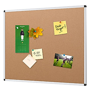 VIZ-PRO Cork Notice Board, 48 X 36 Inches, Silver Aluminium Frame