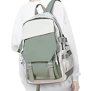 coowoz School Bag Lightweight Casual Daypack College Laptop Backpack for Men Women Water Resistant Travel Rucksack for Sports High School Middle Bookbag for girls(Gray Green white)
