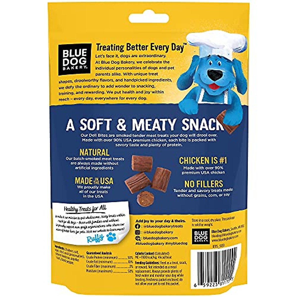 Blue Dog Bakery, Natural Dog Treats, Chicken Bites, USA Chicken, Grain Free, 7.8-Ounce Pouch, (Pack of 1)