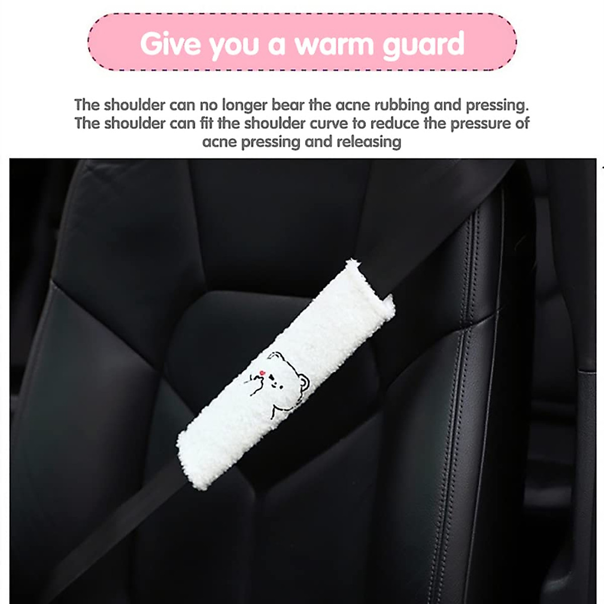 Car Seat Belt Pad,MoreChioce Universal Seat Belt Shoulder Strap Cover Comfortable Seatbelt Protector Pad with Sweet Pattern for Car and Backpack,Rabbit#B