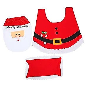 Uonlytech 1 Set Christmas Toilet Cover Wc Cover Christmas Floor Mat Kit Xmas Toilet Mat Toilet Warmer Cover Christmas Toilet Rug Water Tank Cover Gnome Toilet Cover Elder Cloth Radiator Cap