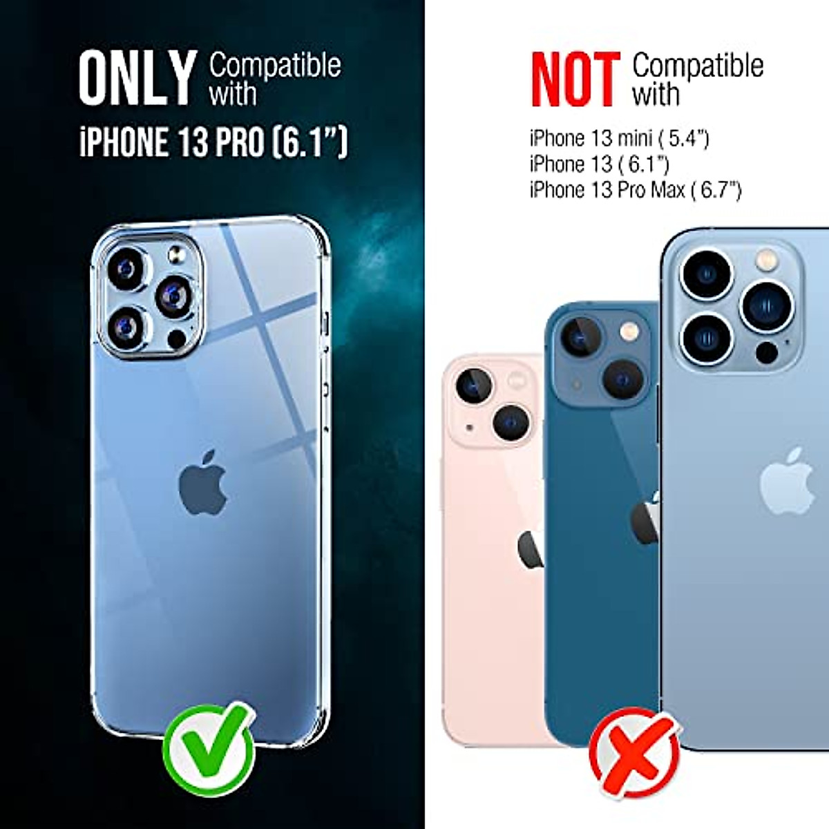 TZBAY Designed for iPhone 13 Pro Case, Crystal Clear [Not Yellowing] [Military Grade Drop Protection] [ Wireless Charging Compatible] Slim Thin Clear Phone Case 6.1 inch 2021 (Clear)