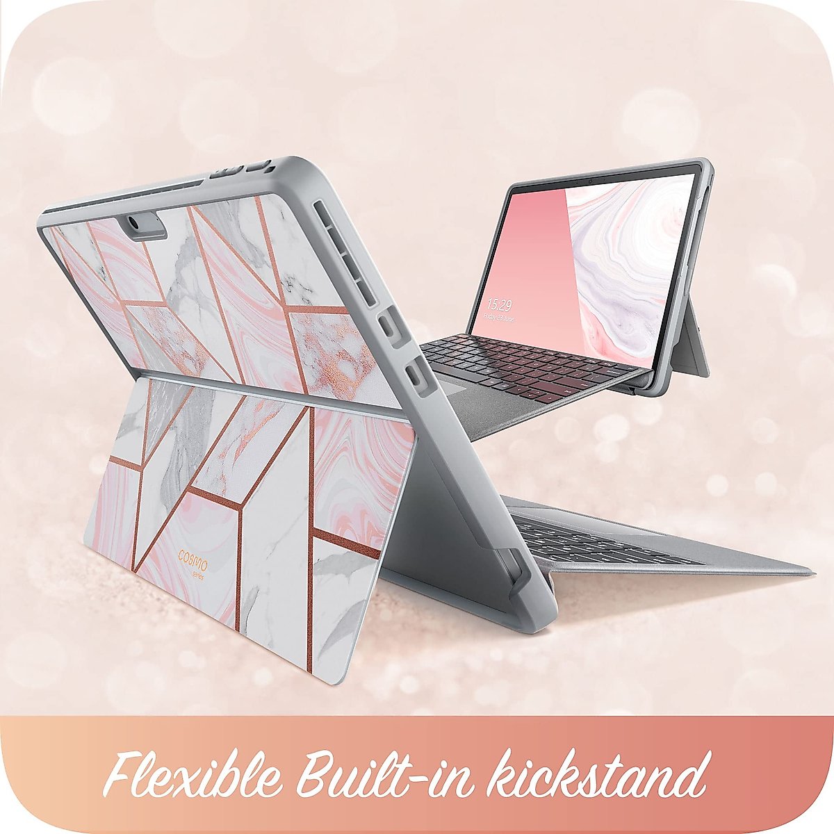 i-Blason Cosmo for Microsoft Surface Pro 11 Case/Pro 10 Case/Pro 9 Case 5G Slim Stylish Protective Bumper Shockproof Stand Folio Case for Surface Pro 9 Compatible with Type Cover Keyboard, Marble