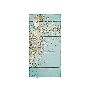 SUABO Seashells Hand Towel Dish Towels Cotton Face Towel 30x15 inch Gym Yoga Towels for Bath Decor