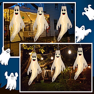 43 Inch Halloween Ghost Windsocks Hanging Decorations - Flag Wind Socks for Home Yard Outdoor Decor Party Supplies (3 Pieces,Batteries Not Included,No Timer)