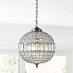 JONATHAN Y JYL6110B Georgina Crystal/Metal LED Chandelier Pendant Glam Contemporary Transitional Dimmable Dining Room Living Room Kitchen Foyer Bedroom Hallway, 16", Antique Brass/Clear