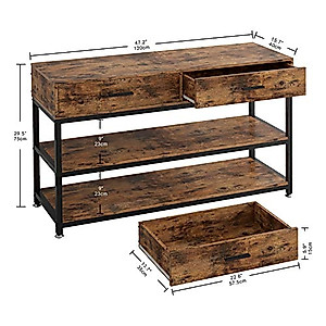 IRONCK TV Stand for 55 Inch TV with Drawers, Entertainment Center TV Stand Console Table for Living Room, 47 Inches Wood TV Console Storage Cabinet, Vintage Brown