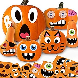 Joy Bang Halloween Pumpkin Stickers Pumpkin Decorating Stickers 24PCS Pumpkin Stickers Kit for Kids Halloween Pumpkin Face Stickers Decals