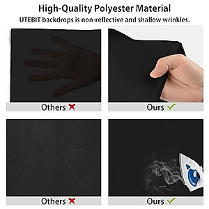 10x10FT Black Background, UTEBIT Black Backdrop for Photography, Polyester Photo Backdrops Cloth for Photography, Black Curtain Backdrop for Photoshoot/Portraits/Video Studio/Film