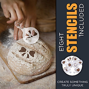 Sourdough Starter Kit - 8.5" Proofing Baskets for Sourdough Bread Baking Supplies 14 Bread Stencils for Sourdough Scraper Proofing Cloth for Bread Baking Gifts Proofing Basket Bread Making Kit