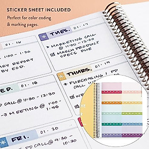 Erin Condren 7" X 9" Priorities And Notes Platinum Spiral Notebook - Rainbow Relaxation, 160 Lined Page Note Taking & Writing Notebook, 80 Lb, Thick Mohawk Paper, Stickers Included
