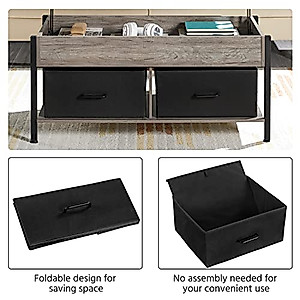 Yaheetech Lift-top Coffee Table with 2 Fabric Baskets & Hidden Storage Compartment, Raisable Top Coffee Table Industrial Center Table with Shelf for Living Room, Gray