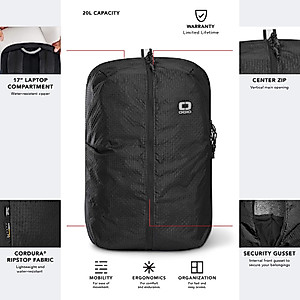 OGIO FUSE Lightweight Backpack (20 Liter, Black, Zip Top)