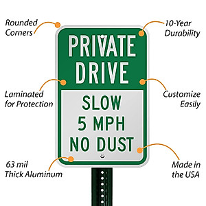 SmartSign “Private Drive, Add Your Custom Wording Here” Customizable Sign | 12" x 18" Aluminum