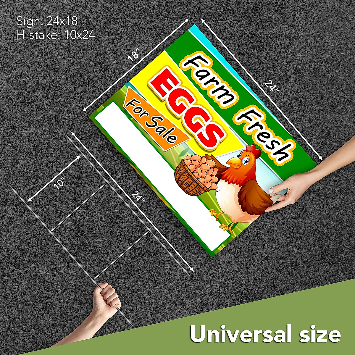 Fresh Eggs for Sale Sign - 18 x 24 Double Sided Coroplast Large Eggs ...