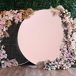 6.5FT Baby Pink Round Backdrop Covers Arch Circle Background Covers for Birthday Party Baby Shower Wedding Background, Suitable for 6ft/6.5ft Circle Stand