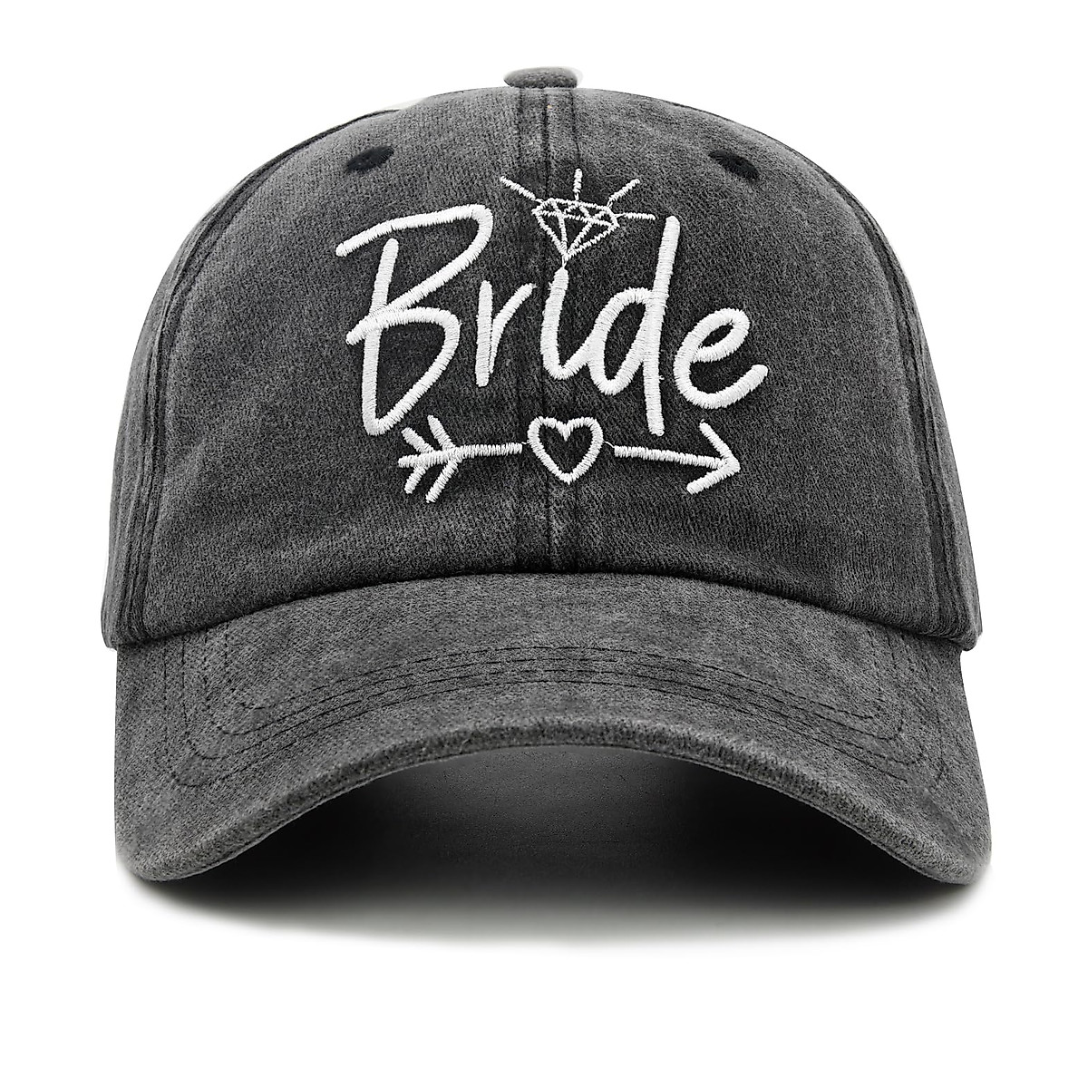 LOKIDVE Bride Baseball Cap Embroidered Washed Cotton Denim Hat for Wedding Party Black