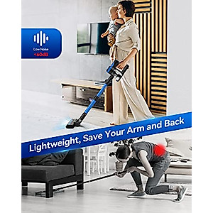 DEVOAC Cordless Vacuum Cleaner, 6 in 1 Stick Vacuum Cleaner with Powerful Suction, Lightweight Vacuum Cleaner with Rechargeable Battery, Convenient Handheld Vacuum for Carpet Hard Floor Pet Hair Home