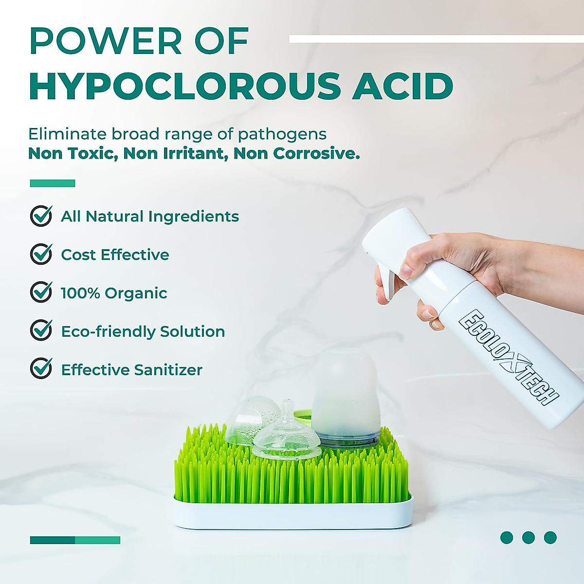 Ecoloxtech Eco One Electrolyzed Water System - Portable Hypochlorous Acid Generator - with Chlorine & pH Test Papers - HOCL Hypochlorous Mist - Sodium Hypochlorite Generator