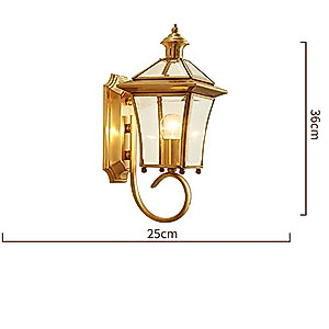 Outdoor Wall Lamp European Style Copper Wall Light Sconce Fixture Decor for Exterior House Porch Patio Outside Deck Garage Yard Front Door Garden Home