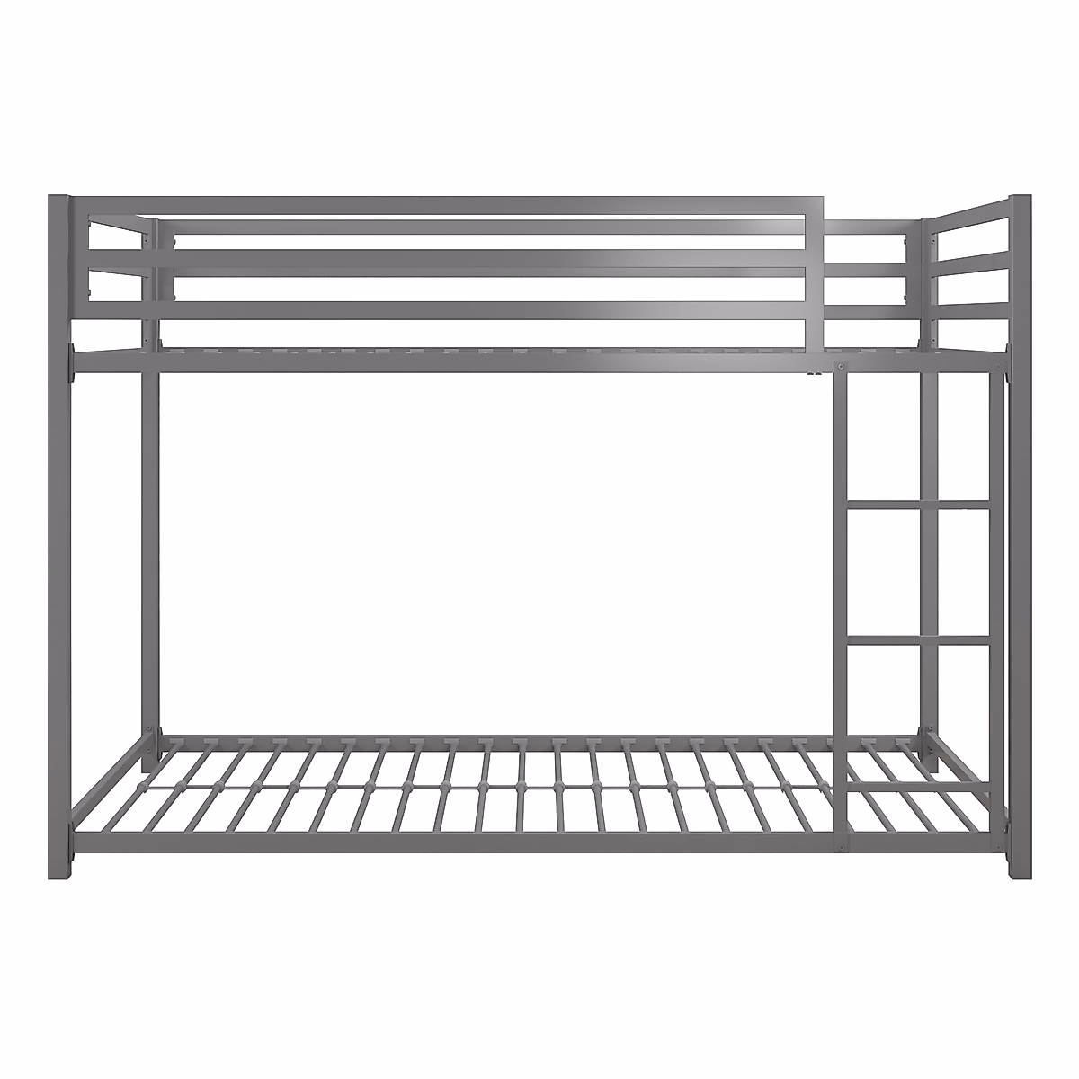 DHP Miles Metal Bunk Bed, Silver, Twin over Twin