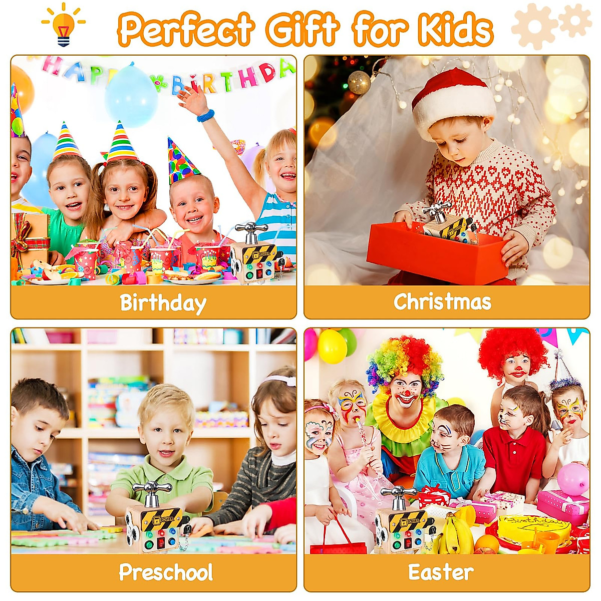 Zeoddler Toddler Toys for 1 2 3 Year Old, LED Busy Cube for Kids, Sensory Toys for Toddlers, Wooden Montessori for Travel, Preschool Educational for Kids, Birthday Gifts for Boys, Girls