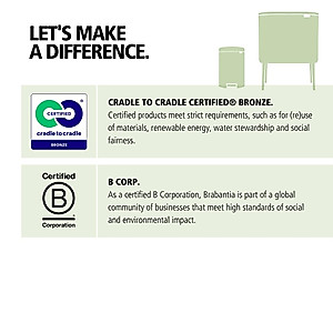 Brabantia Bo Step-On Pedal Trash Can - 16 Gal Inner Bucket (Mineral Concrete Gray) Waste/Recycling Garbage Can, Removable Compartment