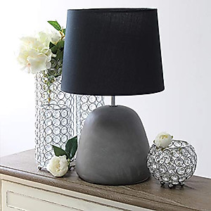 Simple Designs LT2058-BLK Round Concrete Table Lamp, Black 10.25"L x 10.25"W x 16.5"H