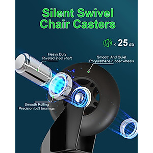 Rollerblade Office Chair Caster Wheels, Noise Free Chair Casters Set of 5 for Carpet, Hardwood Floor and Tile, Universal Fit for Most Chairs NOT Compatible for IKEA (Black)