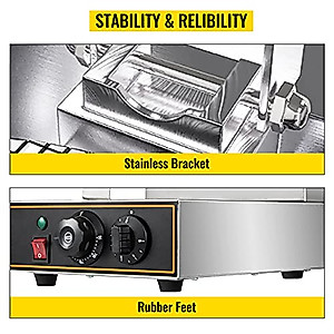 VEVOR Commercial Ice Cream Cone Waffle Maker Machine, 110V Electric Waffle Cone Machine, 1200W Stainless Steel Egg Cone Baker w/Non-Stick Teflon Coating, Temp & Time Control for Restaurant Bakeries